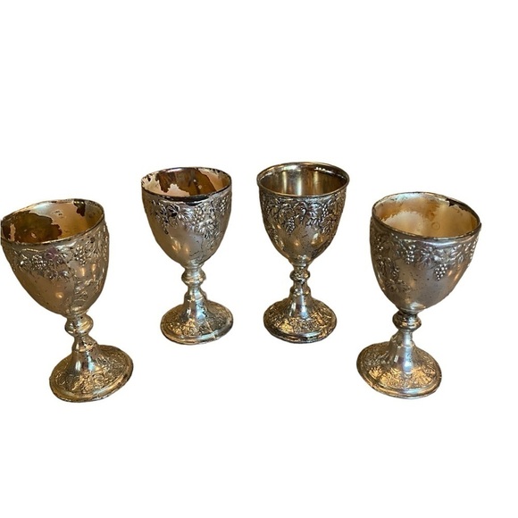 Vintage | Dining | Vintage Silver Plated Metal Cordial Goblet Set ...